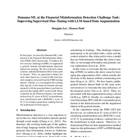 Dunamu Ml At The Financial Misinformation Detection Challenge Task Improving Supervised Fine