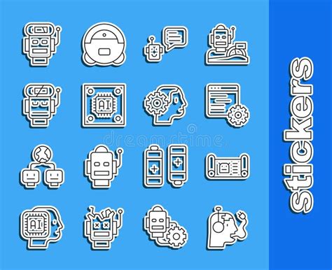Set Line Robot Charging Battery Blueprint Computer Api Interface Bot