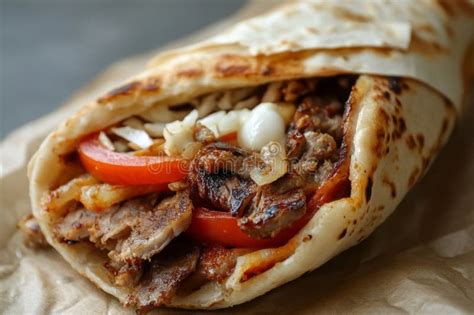 Delicious Doner Kebab Wrapped With Tender Meat And Fresh Vegetables From A Local Eatery In The