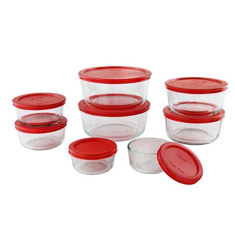 Pyrex Simply Store Glass Round Food Container Set 16 Piece Wurth
