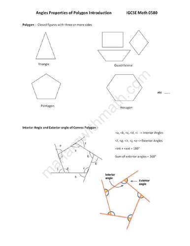 Regular And Irregular Polygon Igcse Mathematics 0580 Past Papers