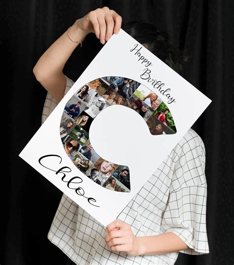 Letter C Collage Personalised Photo Collage Gift Birthday Etsy