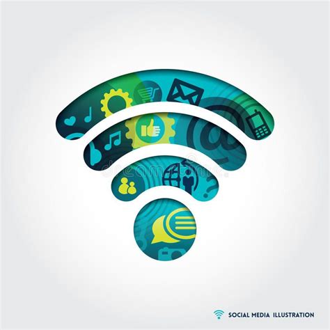 Wifi Signal Symbol Illustration With Social Media Concept