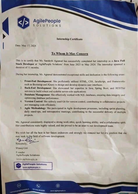 Sanskriti Agrawal On Linkedin Internship Javafullstack Developer Careergrowth Gratitude