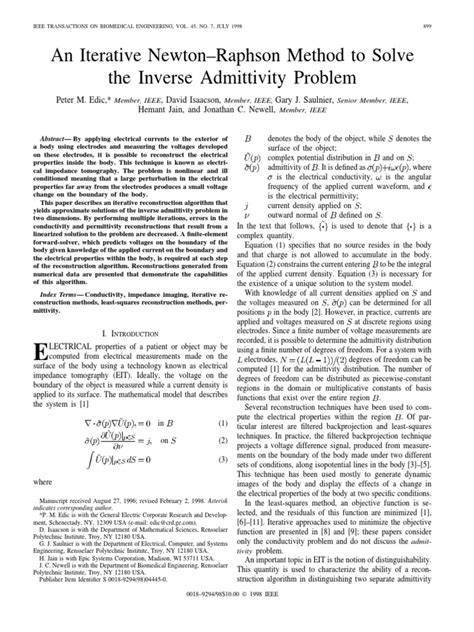 Iterative Newton Raphson Method Inverseadmittivityproblem Pdf
