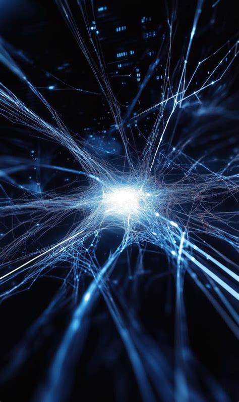 Glowing Blue Digital Neural Network Illustrating Connectivity And Complexity In An Abstract