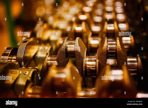 Automotive Engine Assembly Line Set Of Crankshaft Ready To Be