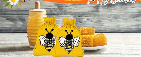 Jarthenaamcs 24 Pack Summer Bee Burlap Bags With Drawstring