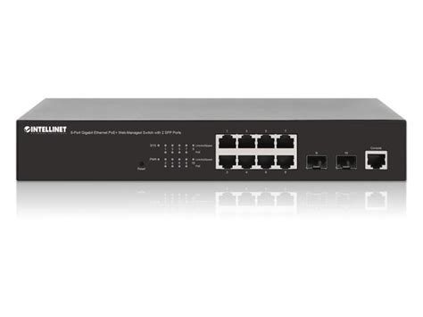 Intellinet 8 Port Gigabit Ethernet Poe Web Managed Switch With 2 Sfp Ports Ieee 802 3at Af