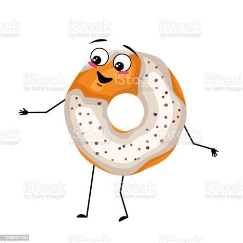 행복한 감정 얼굴 미소 눈 팔과 다리귀여운 유약 도넛 문자 가공의 인물에 대한 스톡 벡터 아트 및 기타 이미지 가공의 인물 도넛 윤기 낸 음식 Istock