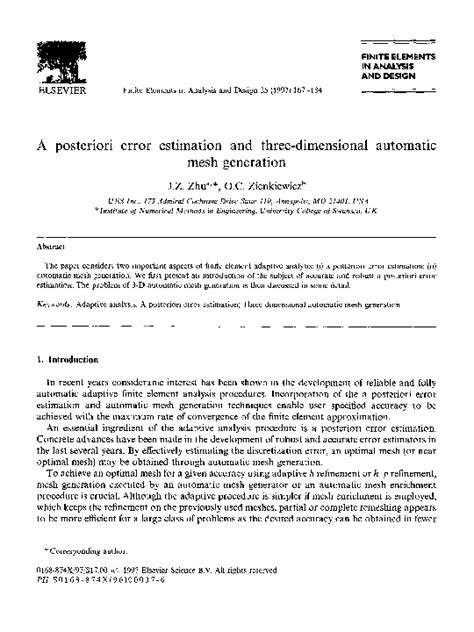 pdf a posteriori error estimation and three dimensional automatic