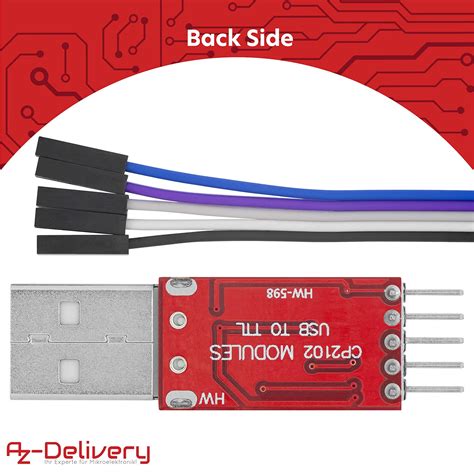 Azdelivery 5 X Cp2102 Hw 598 Usb To Ttl 5pin Serial Converter Adapter