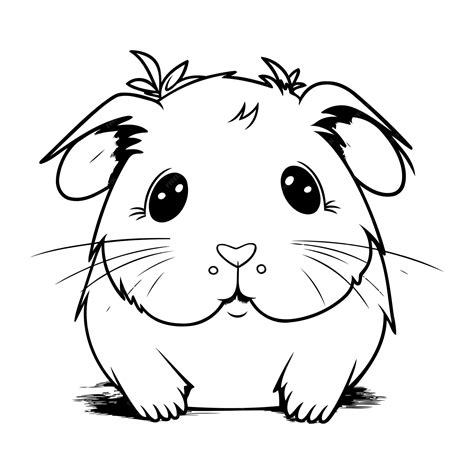 Ilustración De Un Lindo Personaje De Dibujos Animados De Cuy Para Colorear Libro Vector Premium