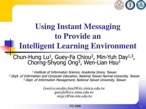 Ppt Using Instant Messaging To Provide An Intelligent Learning Environment Powerpoint