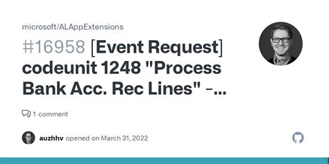 Event Request Codeunit 1248 Process Bank Acc Rec Lines