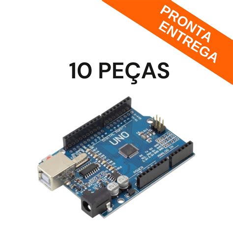 Kit 10 Peças Placa Arduino Uno R3 Smd Chip Atmega328pb Ch340 Sem Cabo Placas Achei