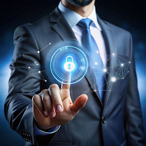 Businessman Using Fingerprint Scanning Unlock And Access To Business