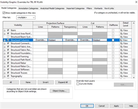 solved structural columns not showing up in detail view section
