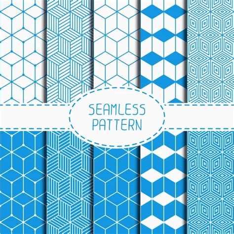 Set Of Geometric Abstract Seamless Cube Pattern With Rhombuses Wrapping Paper Paper For