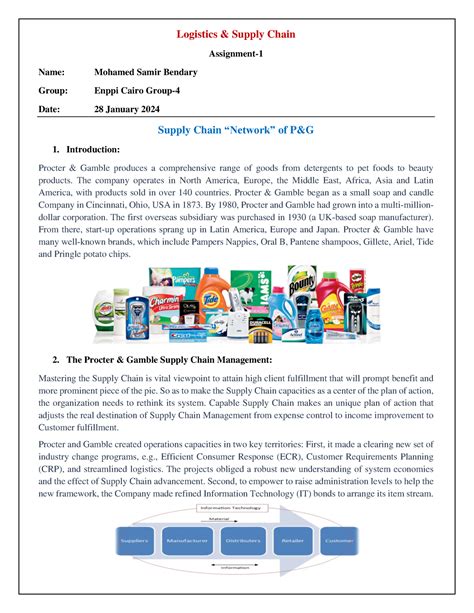 Pandg Assignment 1 Supply Chain Logistics And Supply Chain Assignment