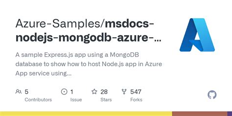 Github Azure Samplesmsdocs Nodejs Mongodb Azure Sample App A Sample Expressjs App Using A