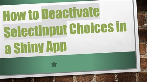How To Deactivate Selectinput Choices In A Shiny App Youtube