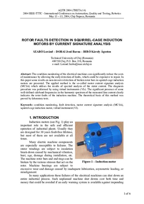 Rotor Faults Detection In Squirrel Cage Induction Motors By Current