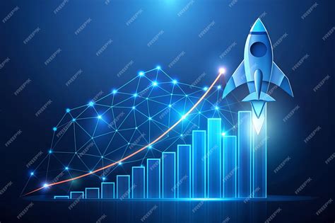 Dynamic Growth Chart With Rocket Launch Illustration Premium Ai Generated Image