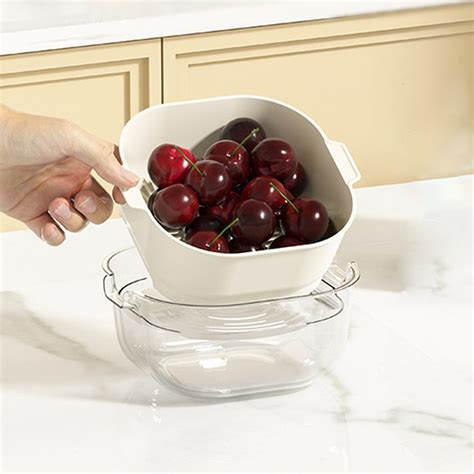 Kitchen Colanders Bowl Setfruit Vegetable Washing Basket2 In 1 Food Fruit Strainerslarge