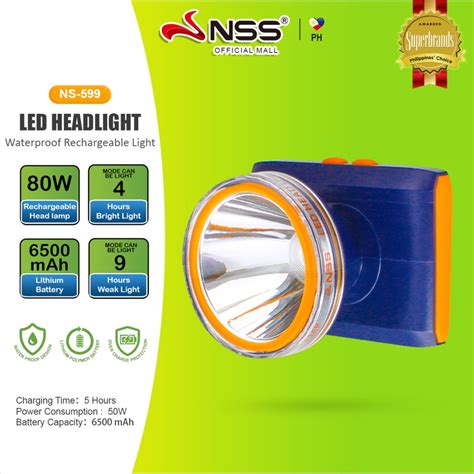 Nss Headlight 80w Waterproof Rechargeable Li Polymer Battery Flashlight Strong Light Water