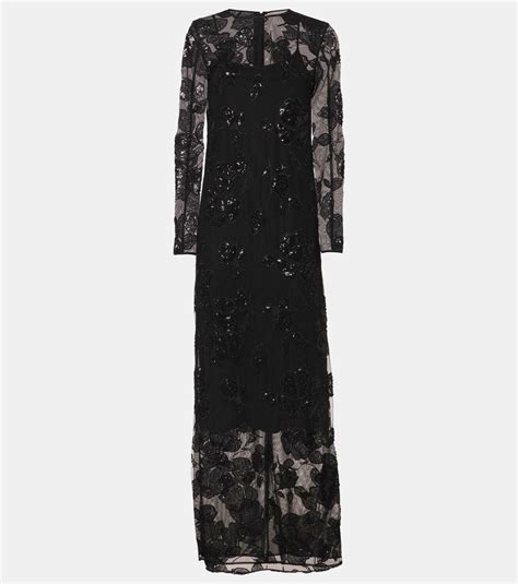 Rotate Embellished Mesh Maxi Dress Rotate Birger Christensen