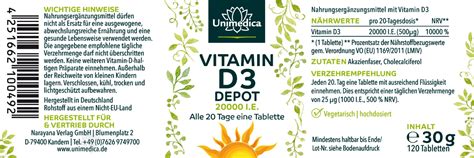 Vitamin D3 Depot 20.000 I.E. - 120 Tabletten - von Unimedica ...