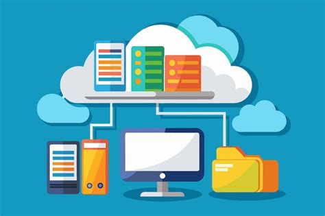 Illustration Of Cloud Computing With Connected Devices And Servers Depicting The Flow Of Data