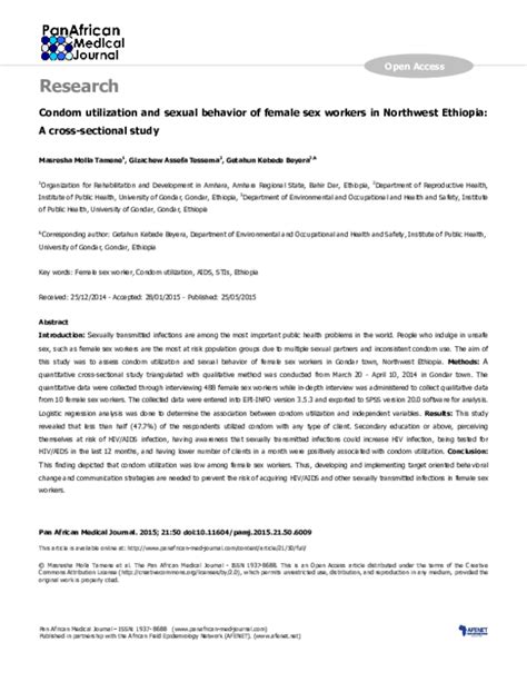 Pdf Condom Utilization And Sexual Behavior Of Female Sex Workers In