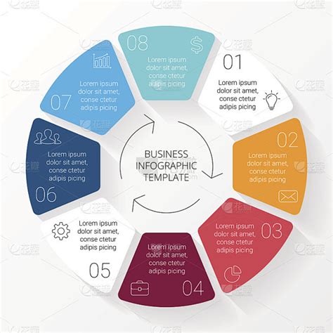 矢量圆线信息图。模板循环图，图表，演示