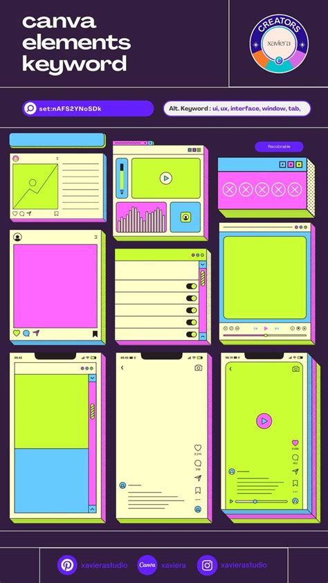 Canva Element Keyword For Modern UI UX Window Tab Interface Instagram Illustration Set