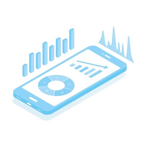 휴대 전화 및 분석 Infographic입니다 스마트폰에 비즈니스 그래프 및 다이어그램입니다 프리미엄 벡터