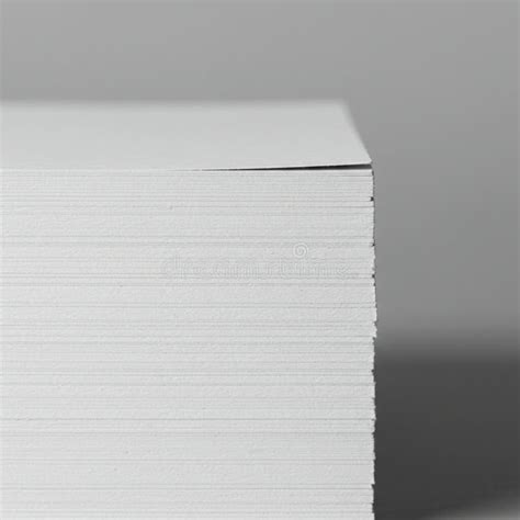 Stack Of White Paper Sheets Neatly Aligned Showcasing Fine Parallel Lines On Edges Stock