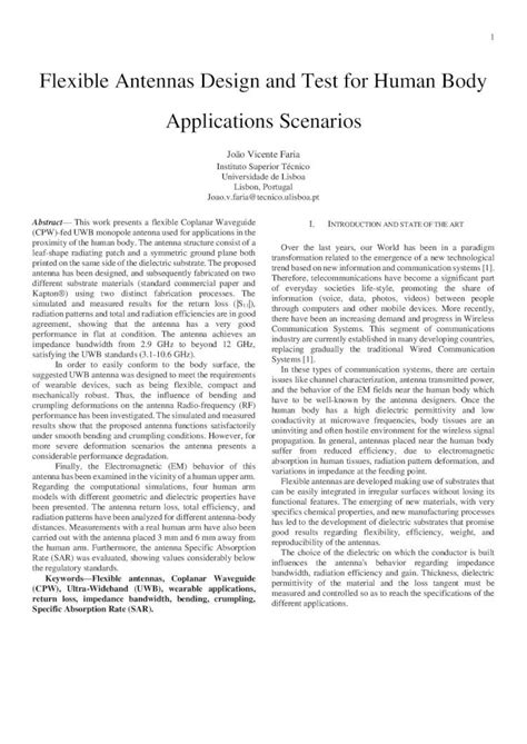 Pdf Flexible Antennas Design And Test For Human Body … · Antennas Reported On The Literature