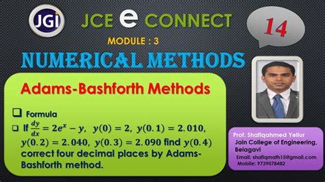 14 adams bashforth methods formula problem 1 if y 2e x y