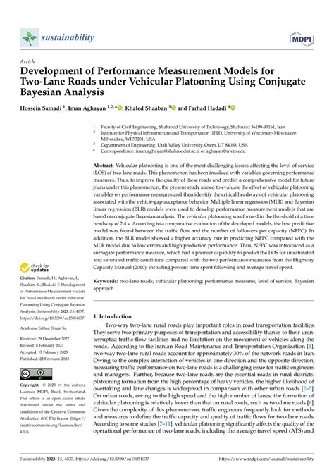 Pdf Development Of Performance Measurement Models For Two Lane Roads Under Vehicular