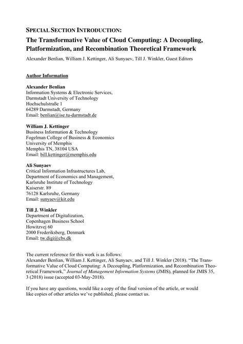 Pdf The Transformative Value Of Cloud Computing A Decoupling