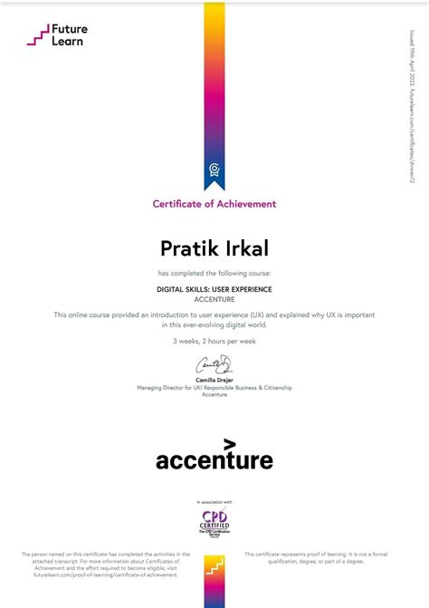 Pratik Irkal On Linkedin Completed Certification For Digital Skills User Experience By Accenture