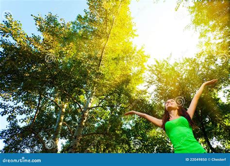 Woman Enjoy The Sun Stock Photo Image Of Leisure Cute