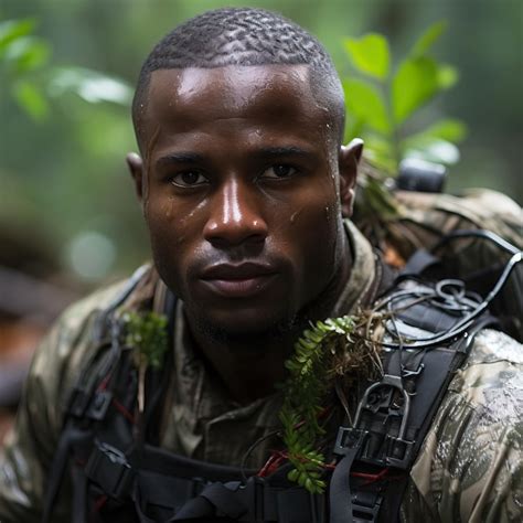 Premium Ai Image A Man In Camouflage With Backpack