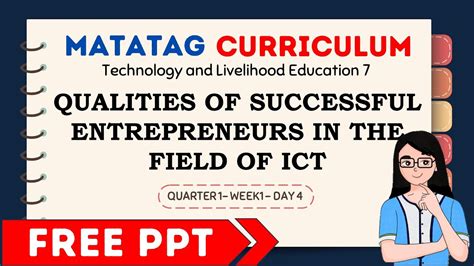 tle 7 q1w1d4 lesson qualities of successful entrepreneurs in the field