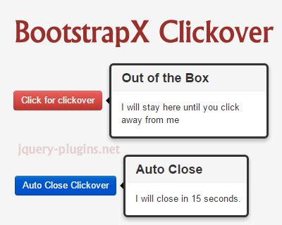 BootstrapX Clickover Bootstrap Extension For Click Managed Popovers