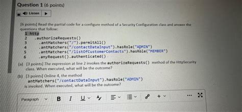 Solved Question 1 6 Points Listen 2 4 6 Points Read The
