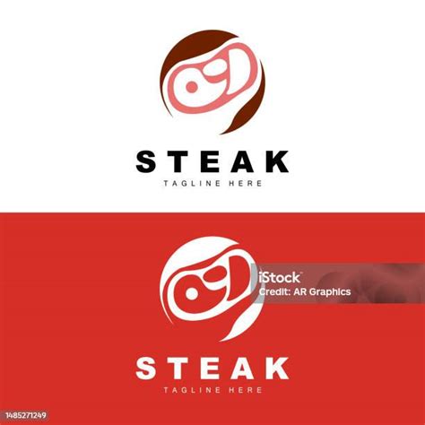 쇠고기 로고 고기 스테이크 벡터 그릴 요리 디자인 스테이크 레스토랑 브랜드 템플릿 아이콘 개념에 대한 스톡 벡터 아트 및 기타 이미지 Istock