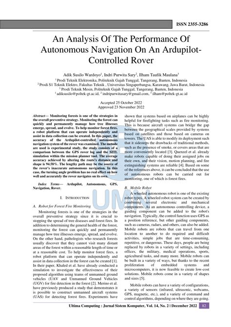 Pdf An Analysis Of The Performance Of Autonomous Navigation On An Ardupilot Controlled Rover